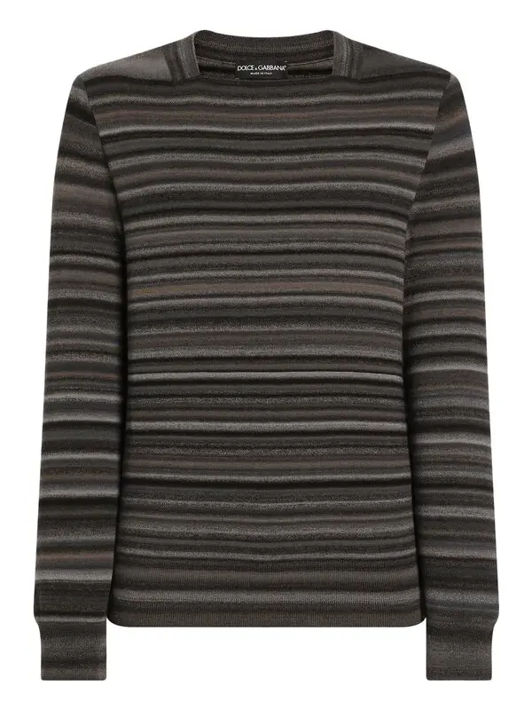 Dolce & Gabbana Striped Wool Pullover - Grey