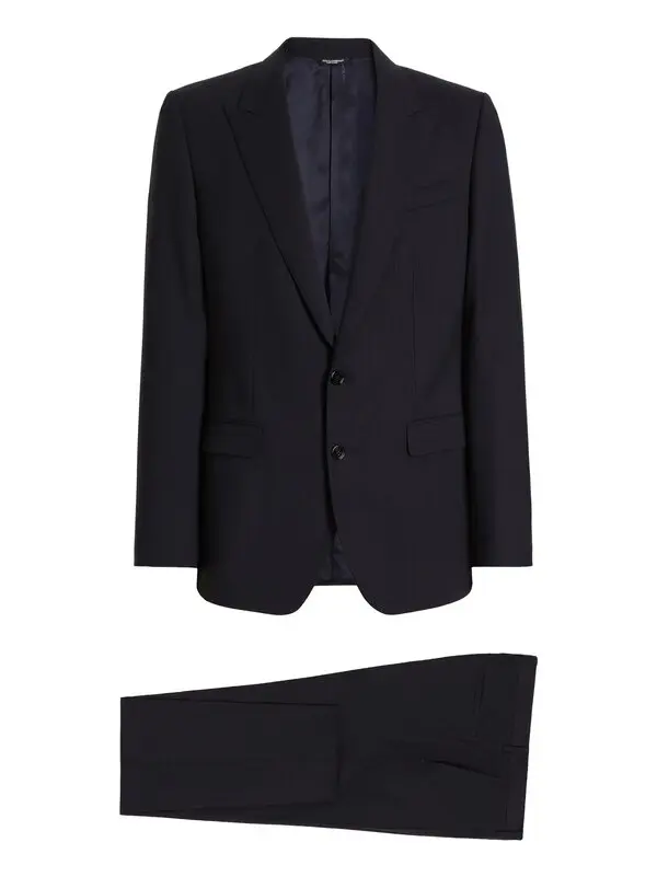 Dolce & Gabbana Single-breasted Martini Light Wool Gabardine Suit - Blue