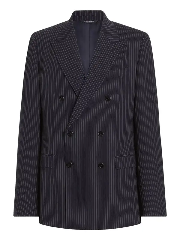 Dolce & Gabbana Martini Light Double-breasted Pinstriped Wool Jacket - Multicolor