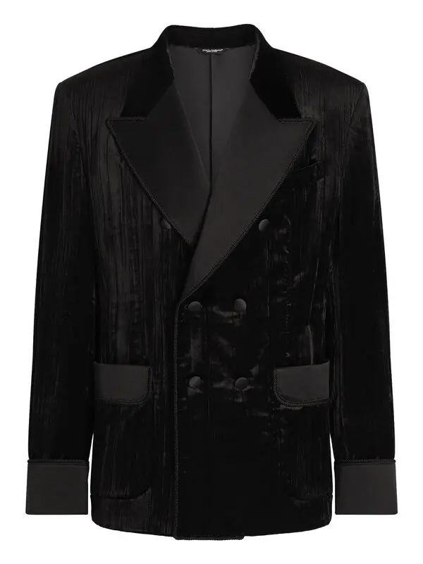 Dolce & Gabbana Double-breasted Velvet Jacket - Black