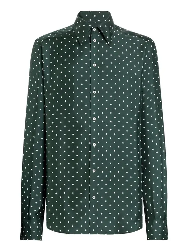Dolce & Gabbana Polka Dot-print Silk Twill Martini Shirt - Multicolor