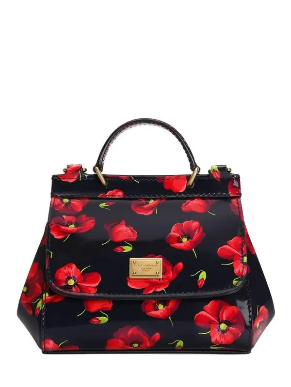 Dolce & Gabbana Sicily Poppy-print Patent Leather Bag - Multicolor