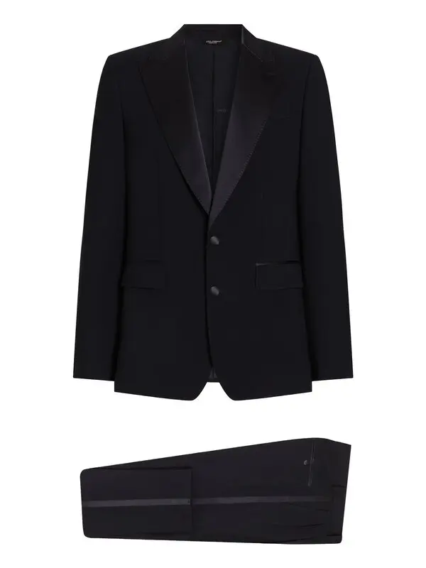 Dolce & Gabbana Single-breasted Wool Tuxedo Sicilia Light Suit - Blue