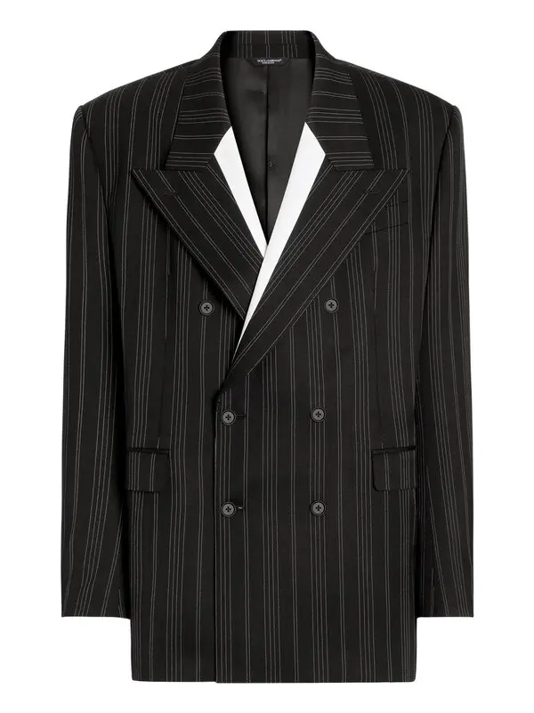 Dolce & Gabbana Sicilia Double-breasted Pinstriped Virgin Wool Jacket - Multicolor