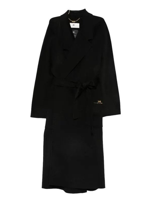 Elisabetta Franchi Wool Long Coat - Black