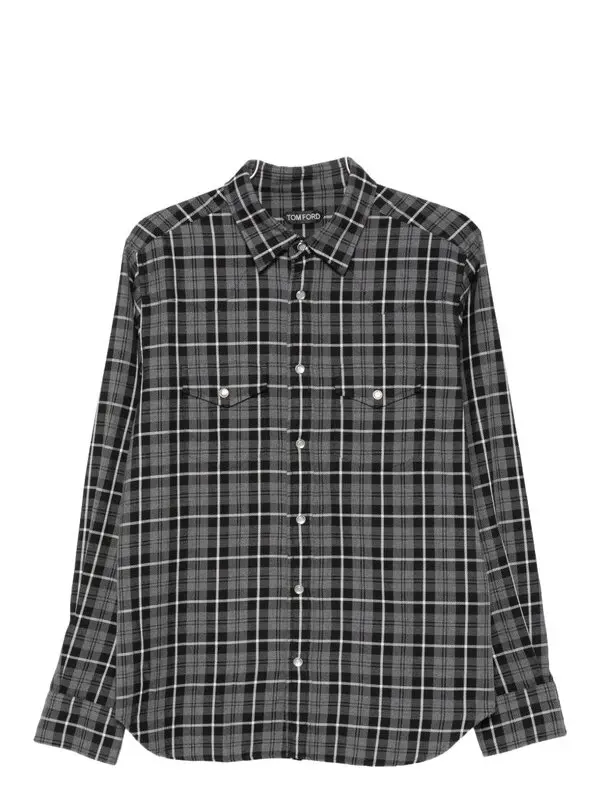 TOM FORD Checked Cotton Shirt - Grey