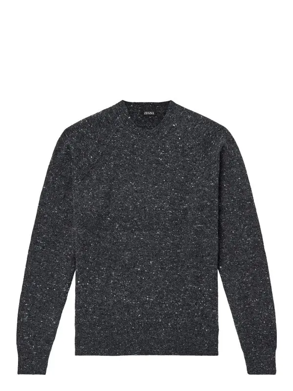 Zegna Wool-blend Mélange Crew Neck Sweater - Gray