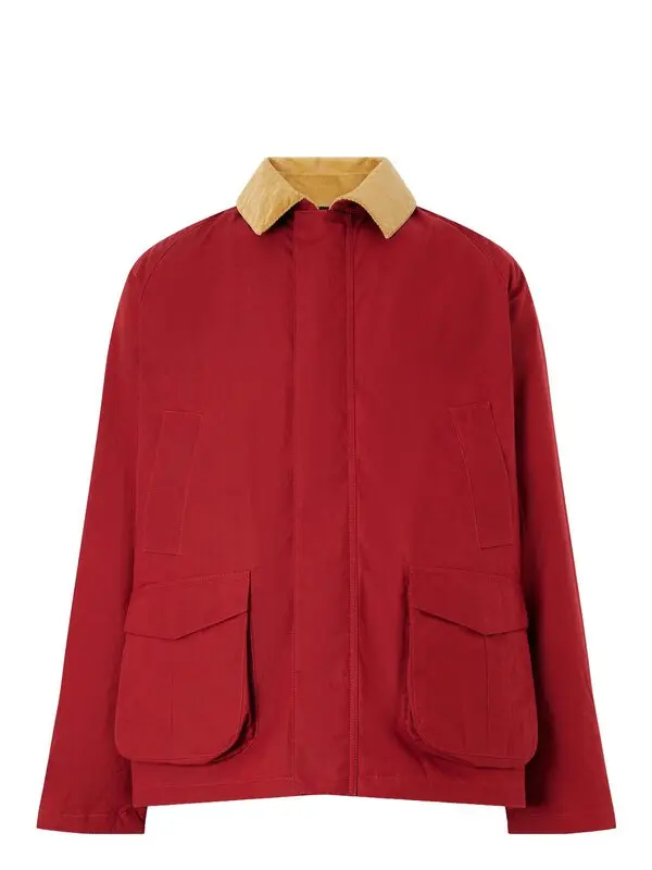 FORTELA Bristol Waxed Cotton-canvas Jacket With Corduroy Collar - Red