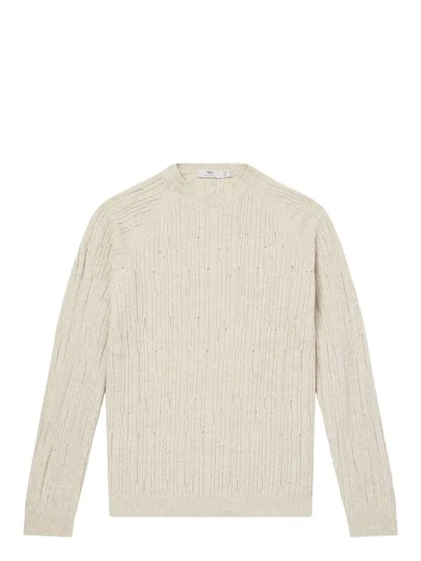 Inis Meáin Stranded Sailor Merino Wool And Cashmere-blend Sweater - Beige