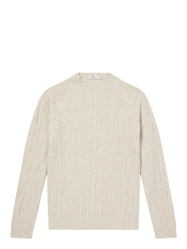 Inis Meáin Stranded Sailor Merino Wool And Cashmere Blend Sweater - Neutrals