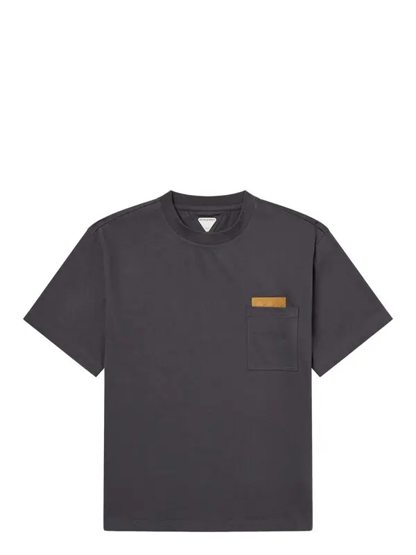 Bottega Veneta Intrecciato Suede-trimmed Cotton-jersey T-shirt - Gray