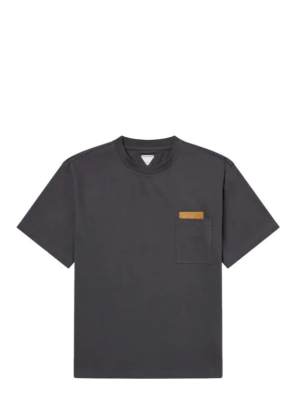 Bottega Veneta Intrecciato Suede-trimmed Cotton-jersey T-shirt - Gray