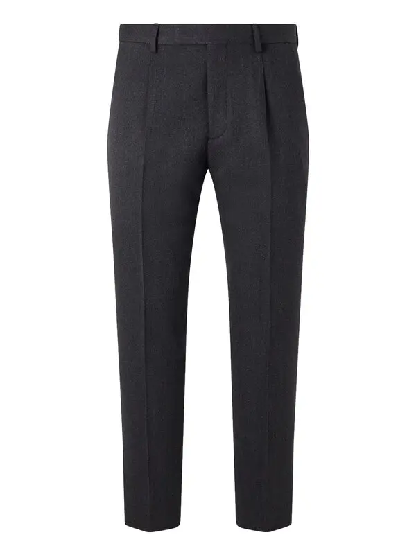 Zegna Straight-leg Wool And Cashmere-blend Twill Trousers - Gray