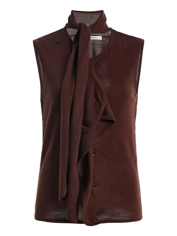 LEMAIRE Asymmetrical Jersey Knit Vest - Brown