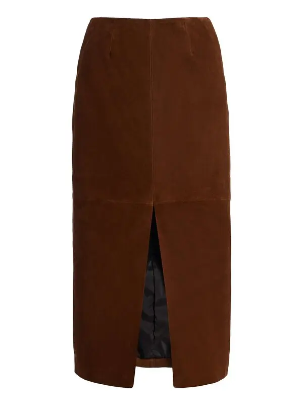 ROTATE BY BIRGER CHRISTENSEN Suede Pencil Midi Skirt - Brown