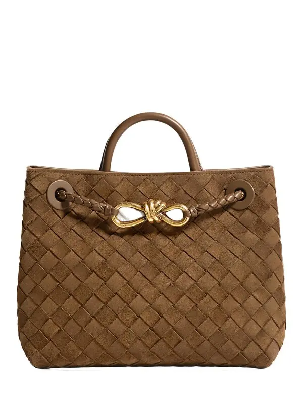 Bottega Veneta Andiamo Intrecciato Suede Bag - Brown