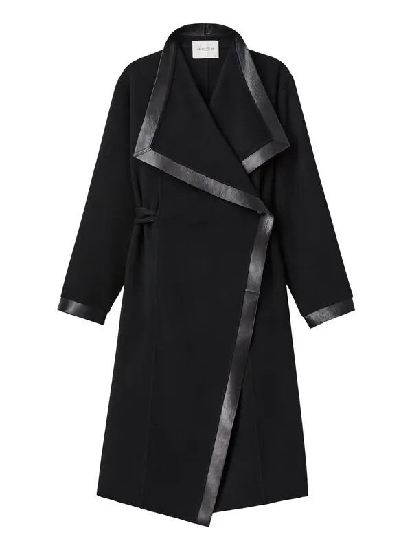 Lafayette 148 New York Belted Cashmere A-line Coat - Black