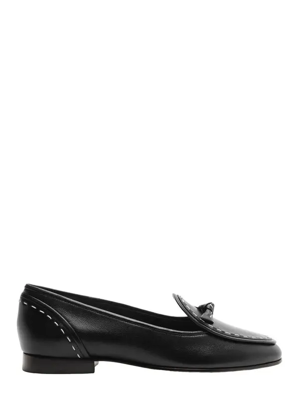 ALEXANDRE BIRMAN Slim Clarita Topstitch Leather Loafers - Black