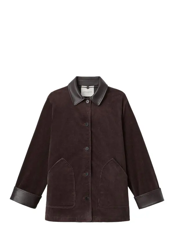 Lafayette 148 New York Cotton Corduroy Quilted Car Coat - Brown