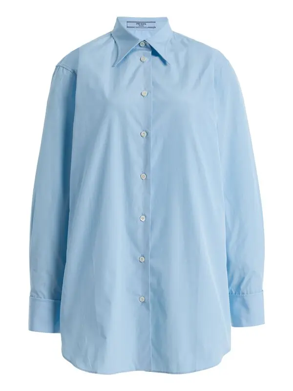 Prada Cotton Popeline Oversized Button-down Shirt - Blue