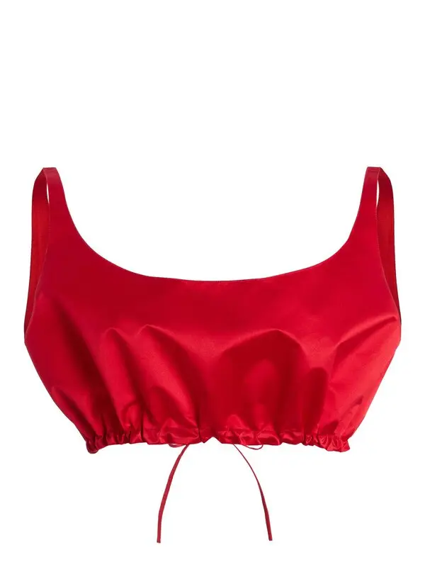 Prada Duchesse Silk Cropped Top - Red