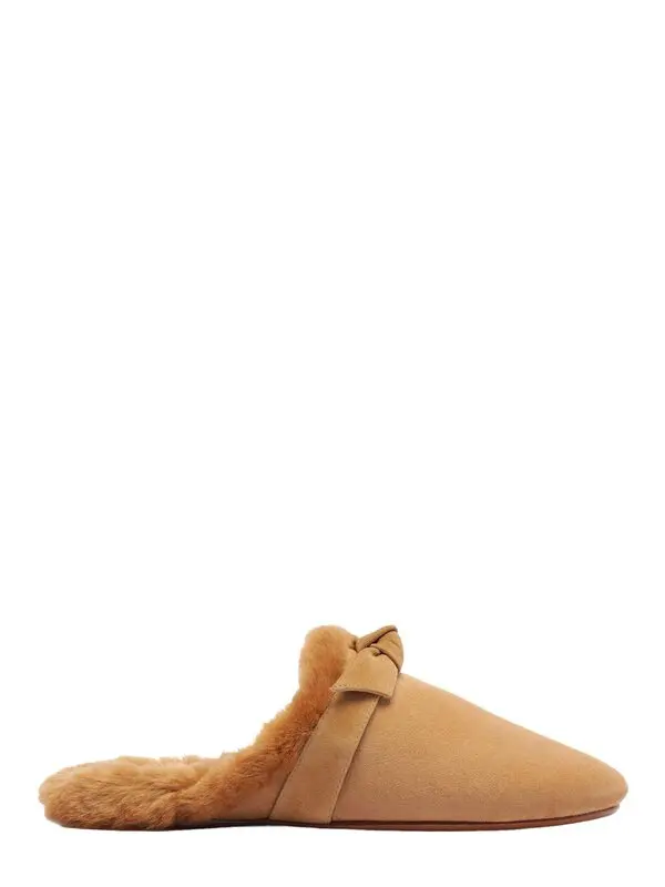 ALEXANDRE BIRMAN Clarita Babouche Shearling Mules - Brown