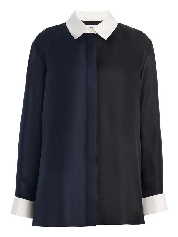 Partow Dahlia Silk-twill Shirt - Navy