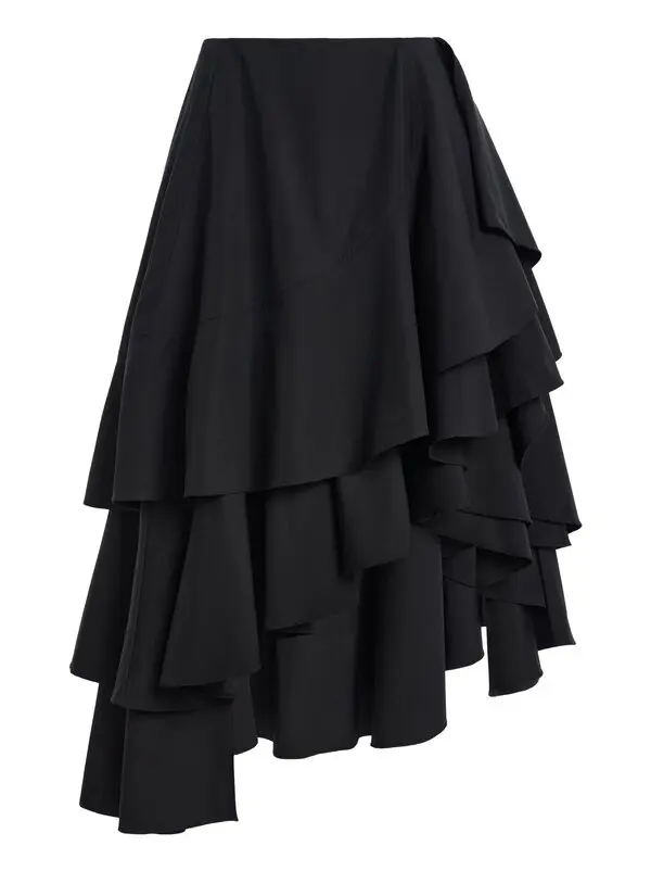 Co Asymmetric Cotton Poplin Full Skirt - Black