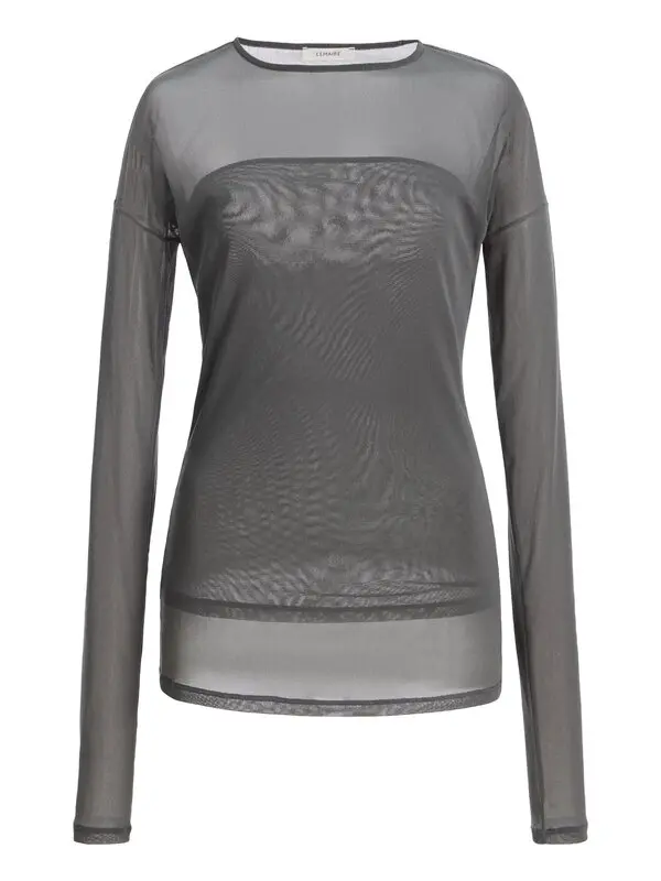 LEMAIRE Ballerina Tulle Long Sleeve Top - Grey