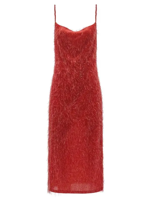 Bottega Veneta Fil Coupé Midi Dress - Red