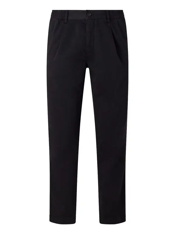 Mr P. James Pleated Tapered Organic Cotton-twill Trousers - Black