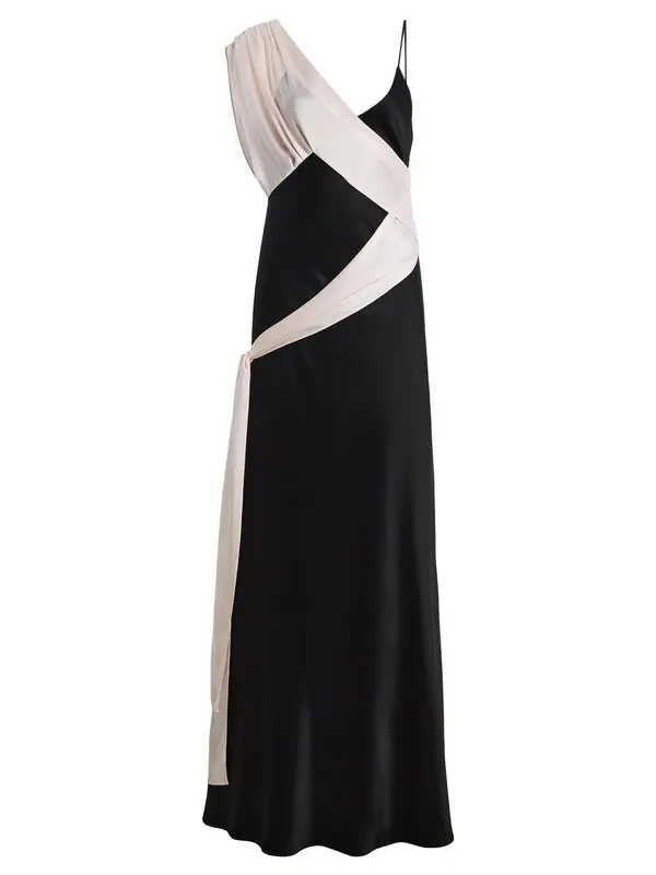 Alejandra Alonso Rojas Draped Satin Slip Gown - Black