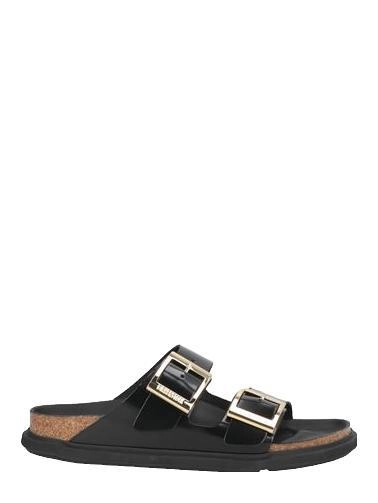 BIRKENSTOCK Glossed Leather Sandals With Buckle Fastening - Black