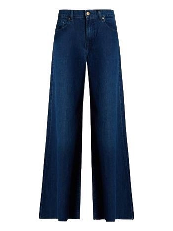 7 For All Mankind Wide-leg Dark Wash Jeans - Blue