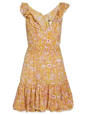 Poupette St Barth Viscose Floral Print Mini Dress - Yellow