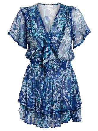 Poupette St Barth Multicolor Georgette Sequined Mini Dress - Blue