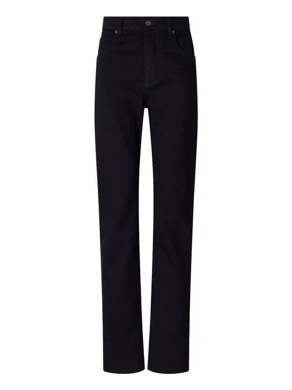 Bottega Veneta Leather-trimmed High-rise Wide-leg Jeans - Blue