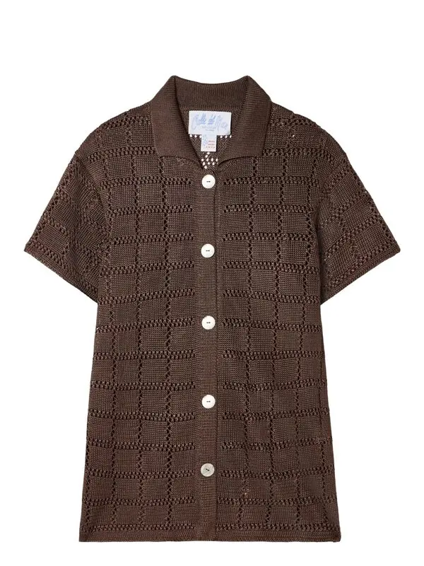 Calle Del Mar Open-knit Checked Shirt - Brown