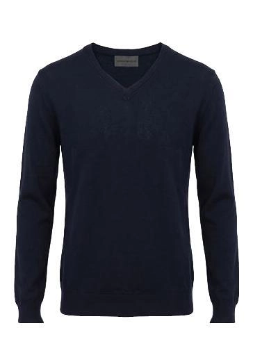 Emporio Armani Virgin Wool V-neck Sweater - Blue