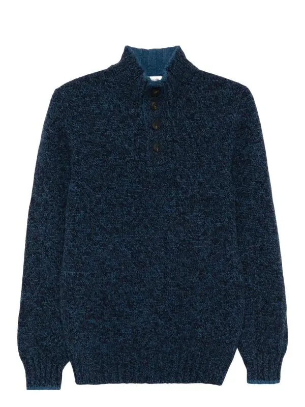 GRAN SASSO Mock Neck Button Cardigan - Black