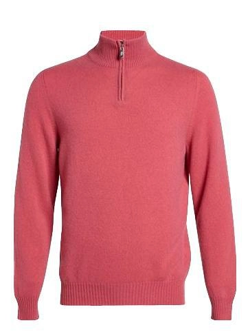 Fedeli Coral Cashmere Half-zip Sweater - Red