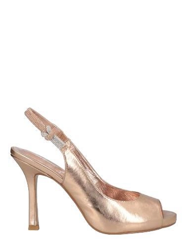 LUCIANO BARACHINI Metallic Leather Embellished Stiletto Sandals - Orange