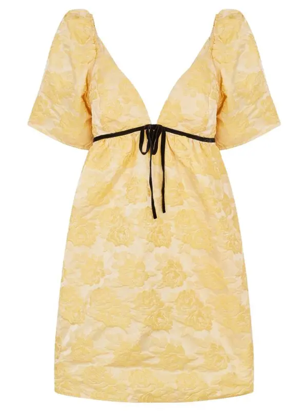 GANNI Jacquard Mini Dress - Nude