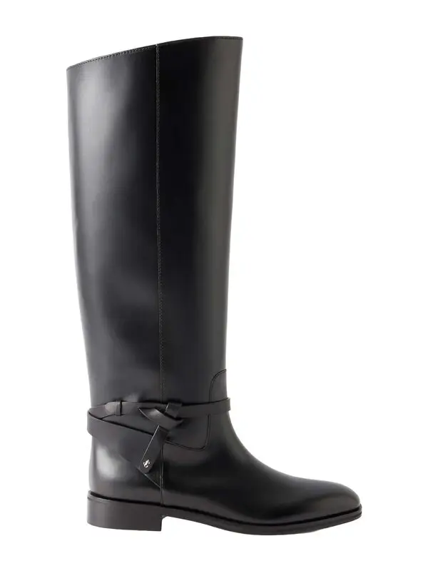 JIMMY CHOO Lawton Leather Knee Boots - Black