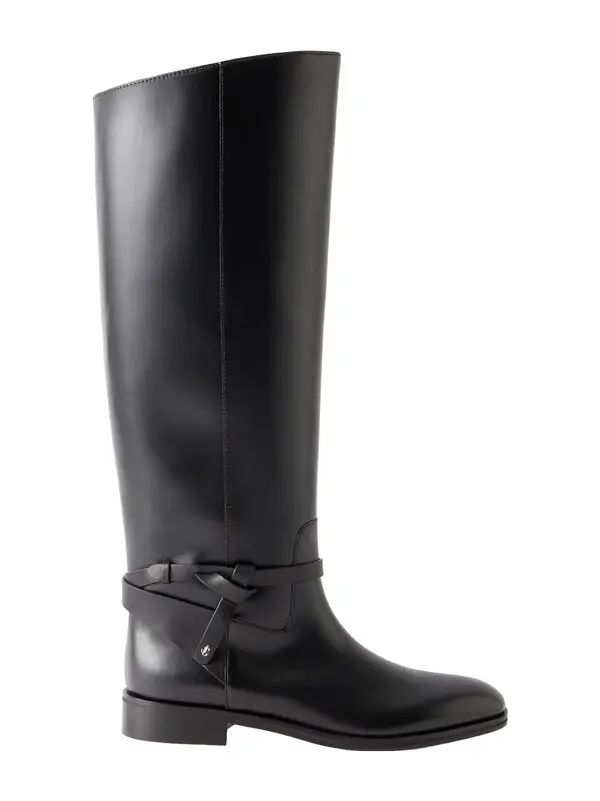 JIMMY CHOO Lawton Leather Knee Boots - Black