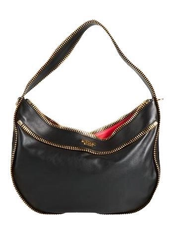 Moschino Leather Hobo Shoulder Bag With Gold Tone Hardware - Black