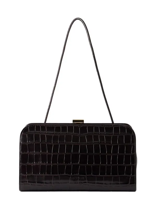 LOEFFLER RANDALL Zella Croc-effect Leather Clutch - Brown