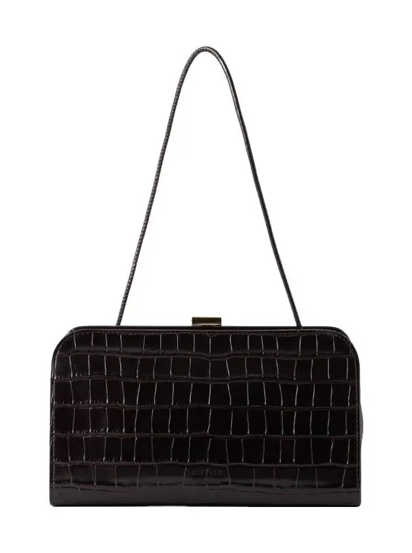LOEFFLER RANDALL Zella Croc-effect Leather Clutch - Brown