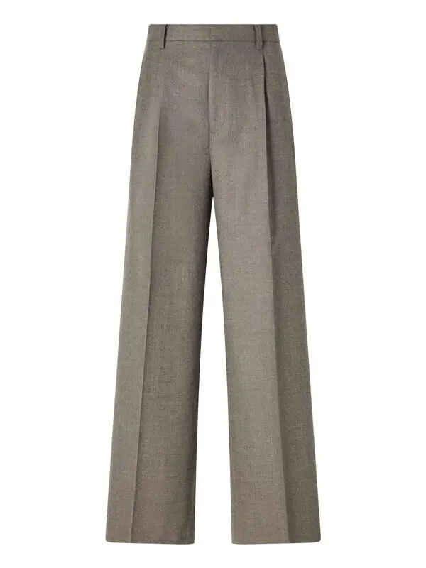 Auralee Pleated Wool Straight-leg Pants - Gray