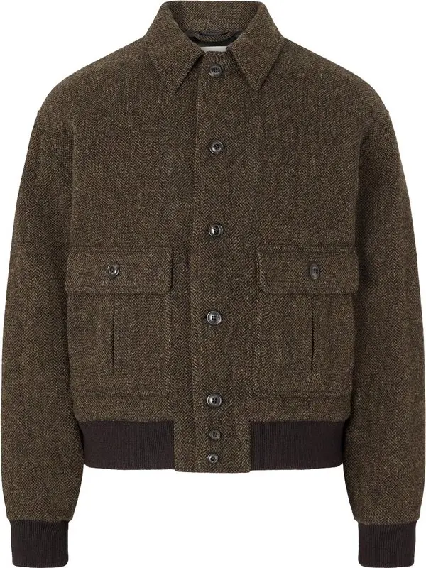 VALSTAR Colin Virgin Wool Bomber Jacket - Brown